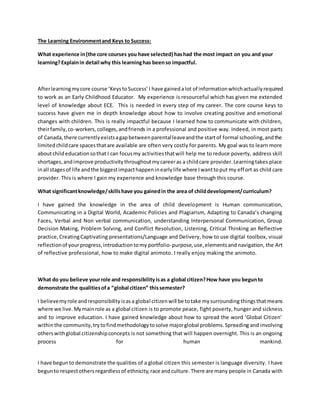 Vsible learning project - e portfolio artifacts & reflelctions | DOCX