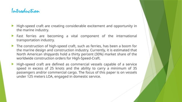 High speed crafts design advantages parameters used and construction | PPTX