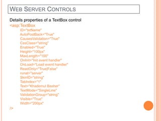 Introduction of VS2012 IDE and ASP.NET Controls | PPSX | Web Design and HTML | Internet