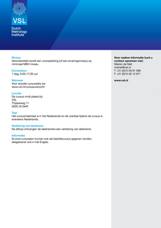 VSL Training Algemene Metrologie. 26 maart 2019, Delft | PDF