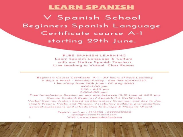 V spanish school introduction | PPT