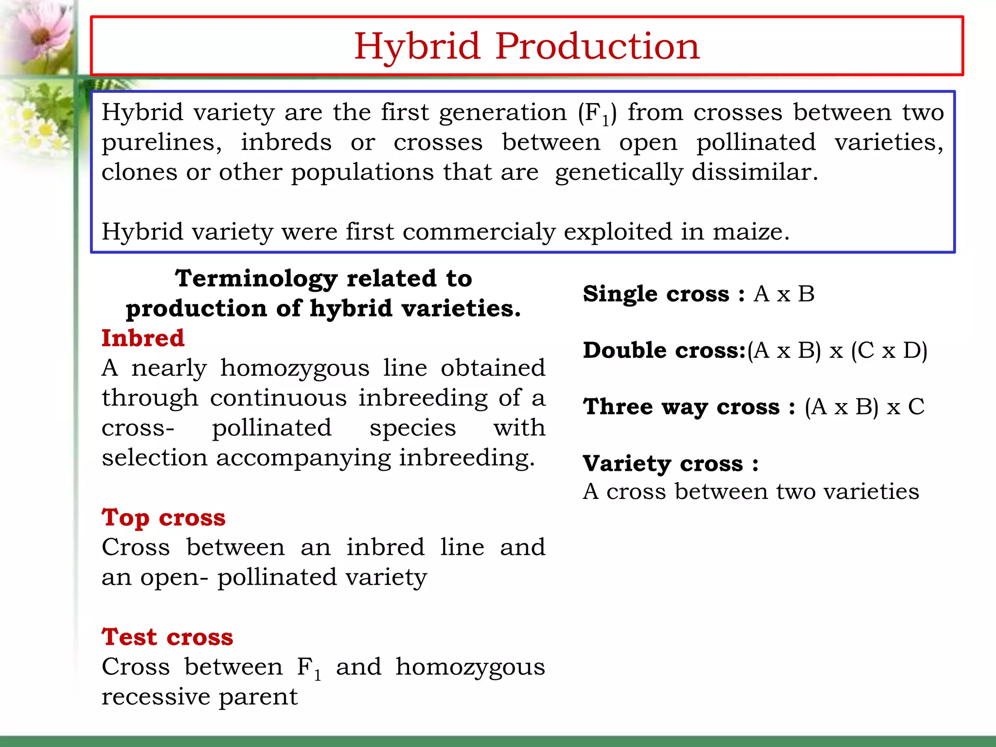 Breeding methods in cross pollinated crops with major emphasis on ...