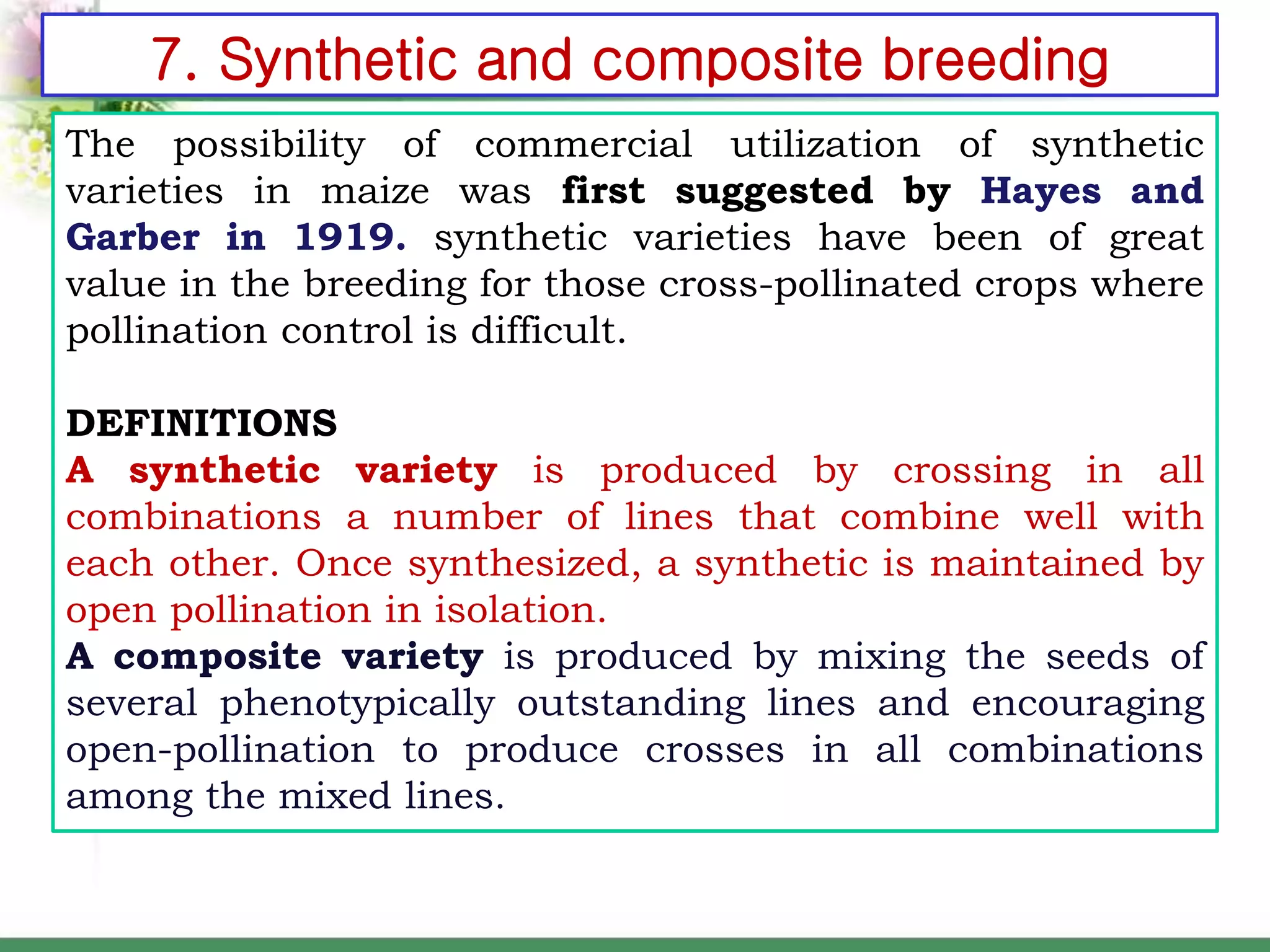 Breeding methods in cross pollinated crops with major emphasis on ...