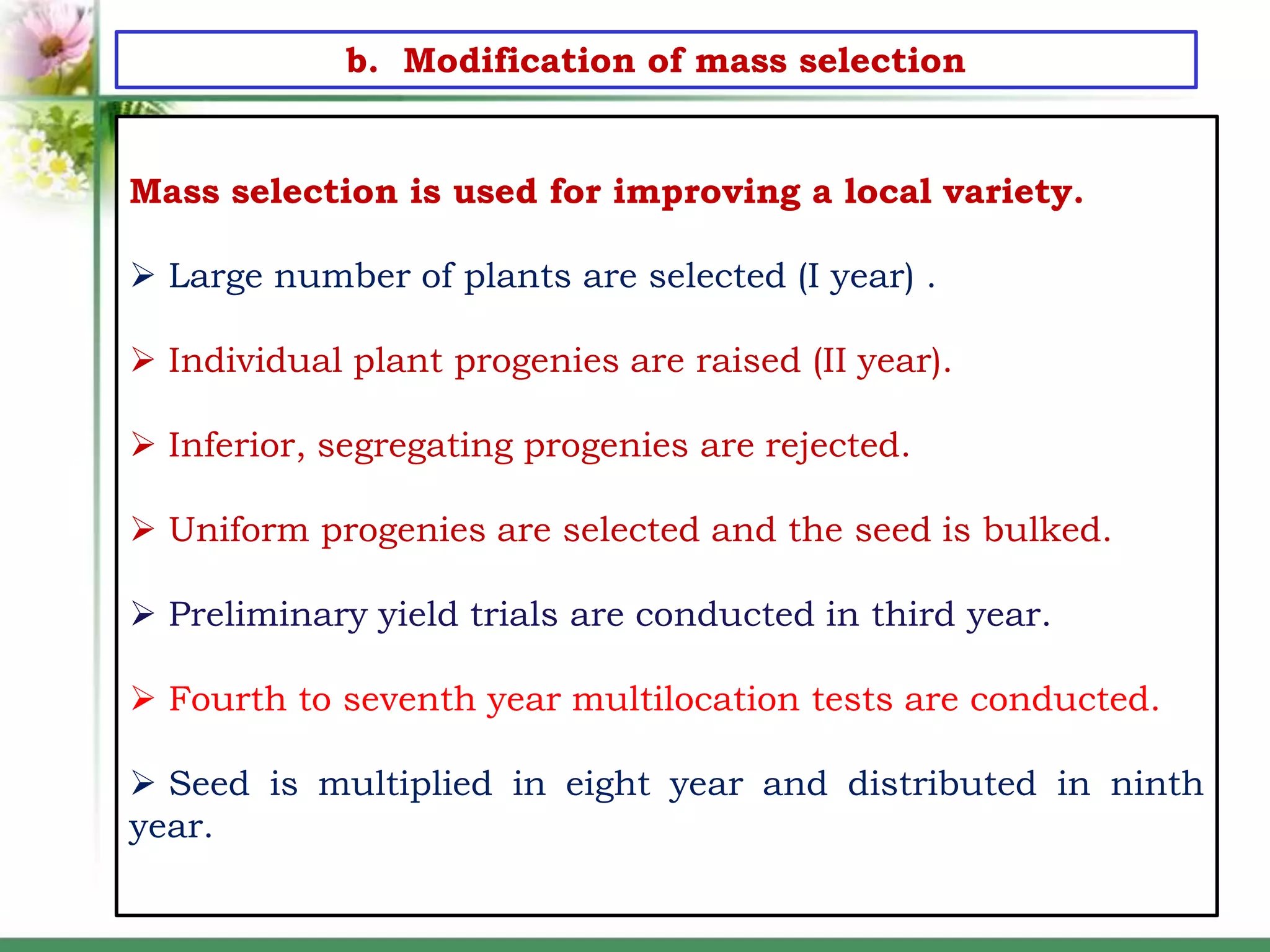 Breeding methods in cross pollinated crops with major emphasis on ...