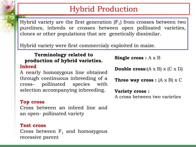 Breeding methods in cross pollinated crops with major emphasis on ...