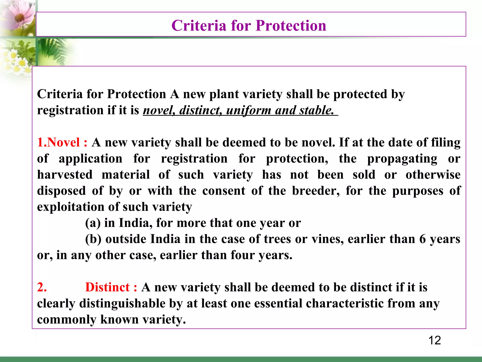 THE PROTECTION OF PLANT VARIETIES & FARMER’S ACT, 2001 And THE PPV & FR ...