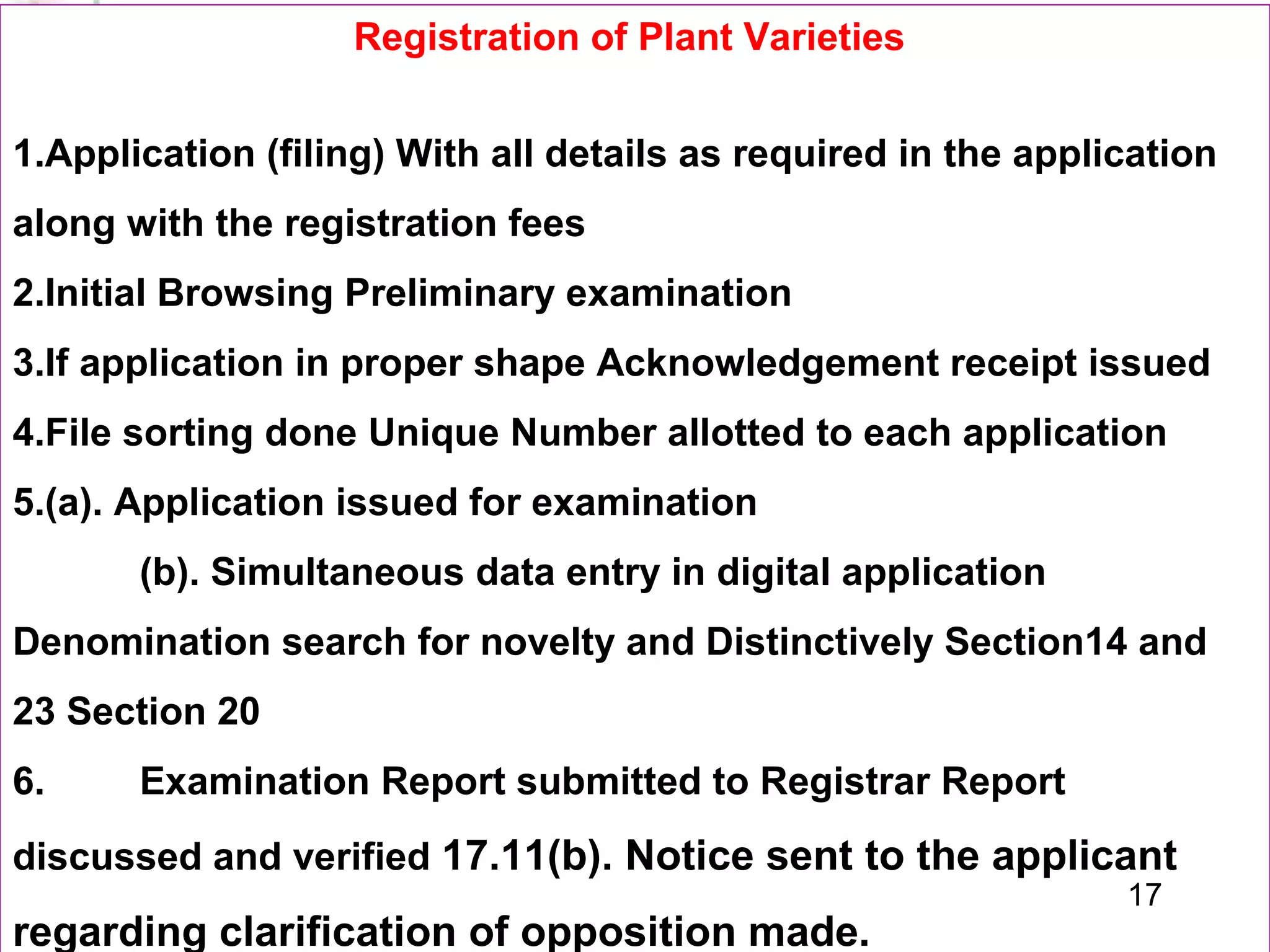 THE PROTECTION OF PLANT VARIETIES & FARMER’S ACT, 2001 And THE PPV & FR ...