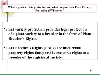 THE PROTECTION OF PLANT VARIETIES & FARMER’S ACT, 2001 And THE PPV & FR ...