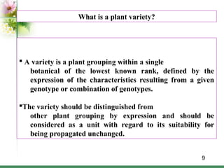 THE PROTECTION OF PLANT VARIETIES & FARMER’S ACT, 2001 And THE PPV & FR ...