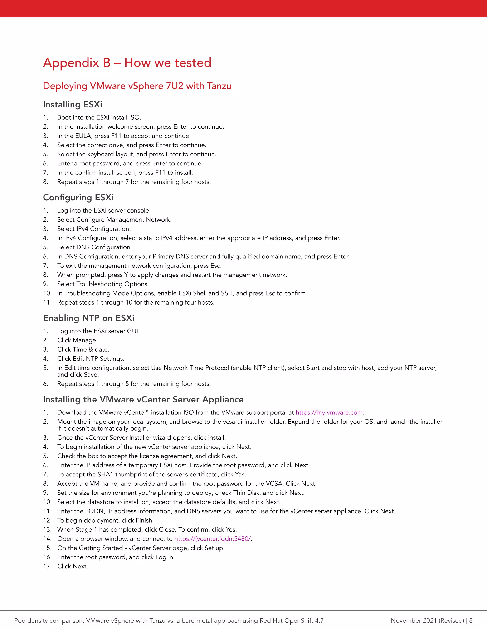 Pod density comparison: VMware vSphere with Tanzu vs. a bare-metal ...
