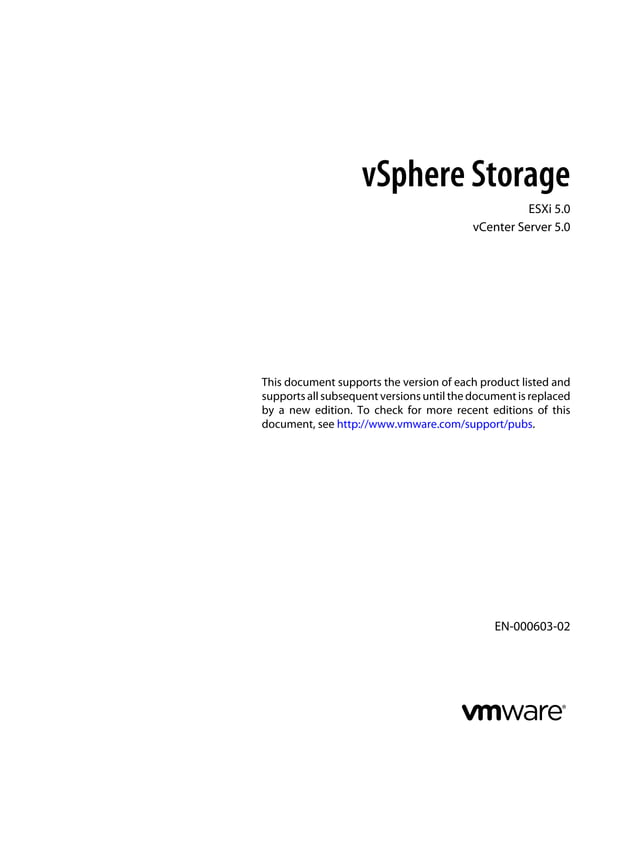 Vsphere esxi-vcenter-server-50-storage-guide | PDF | Data Storage and ...
