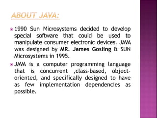 Fundamentals of JAVA | PPT