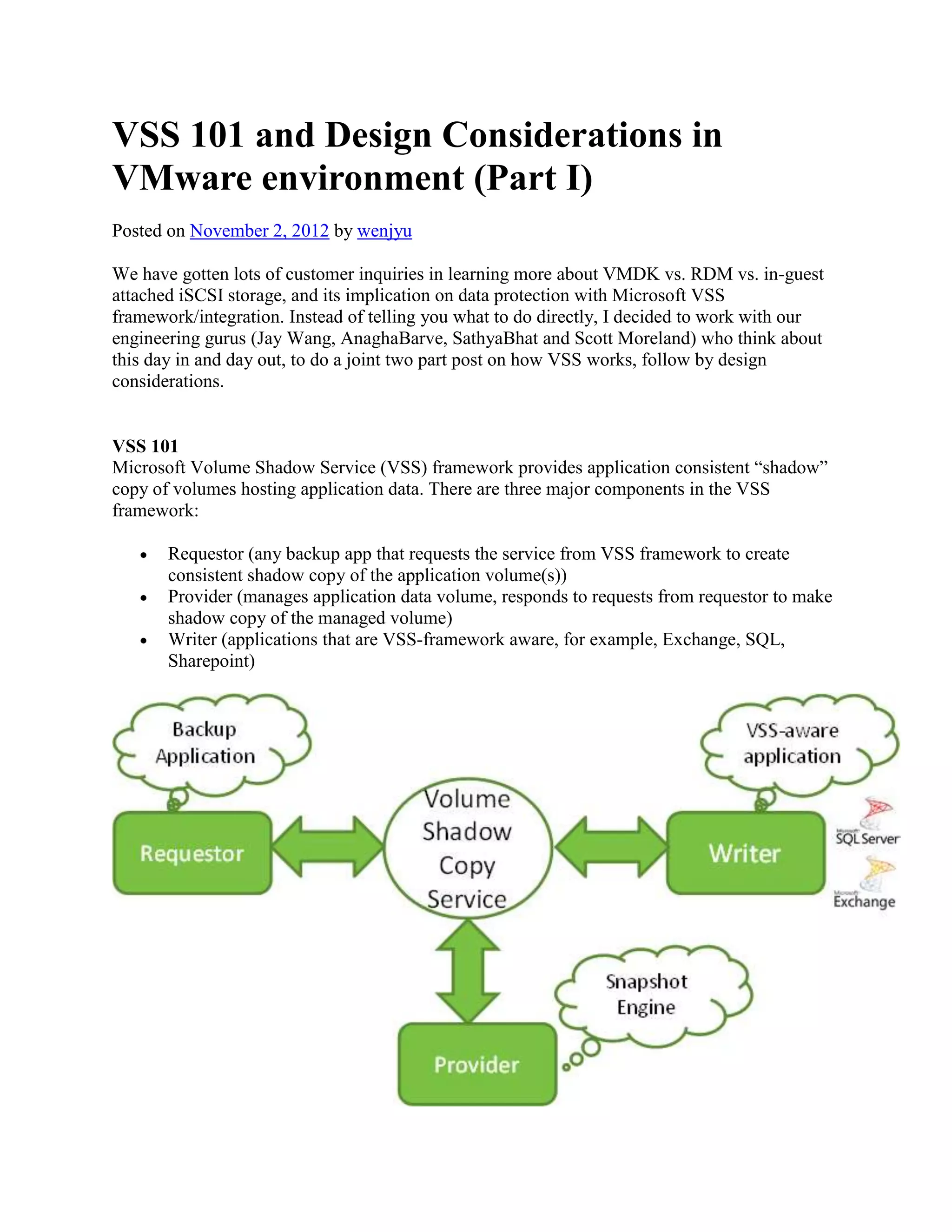 Vss 101 and design considerations in v mware environment | DOCX