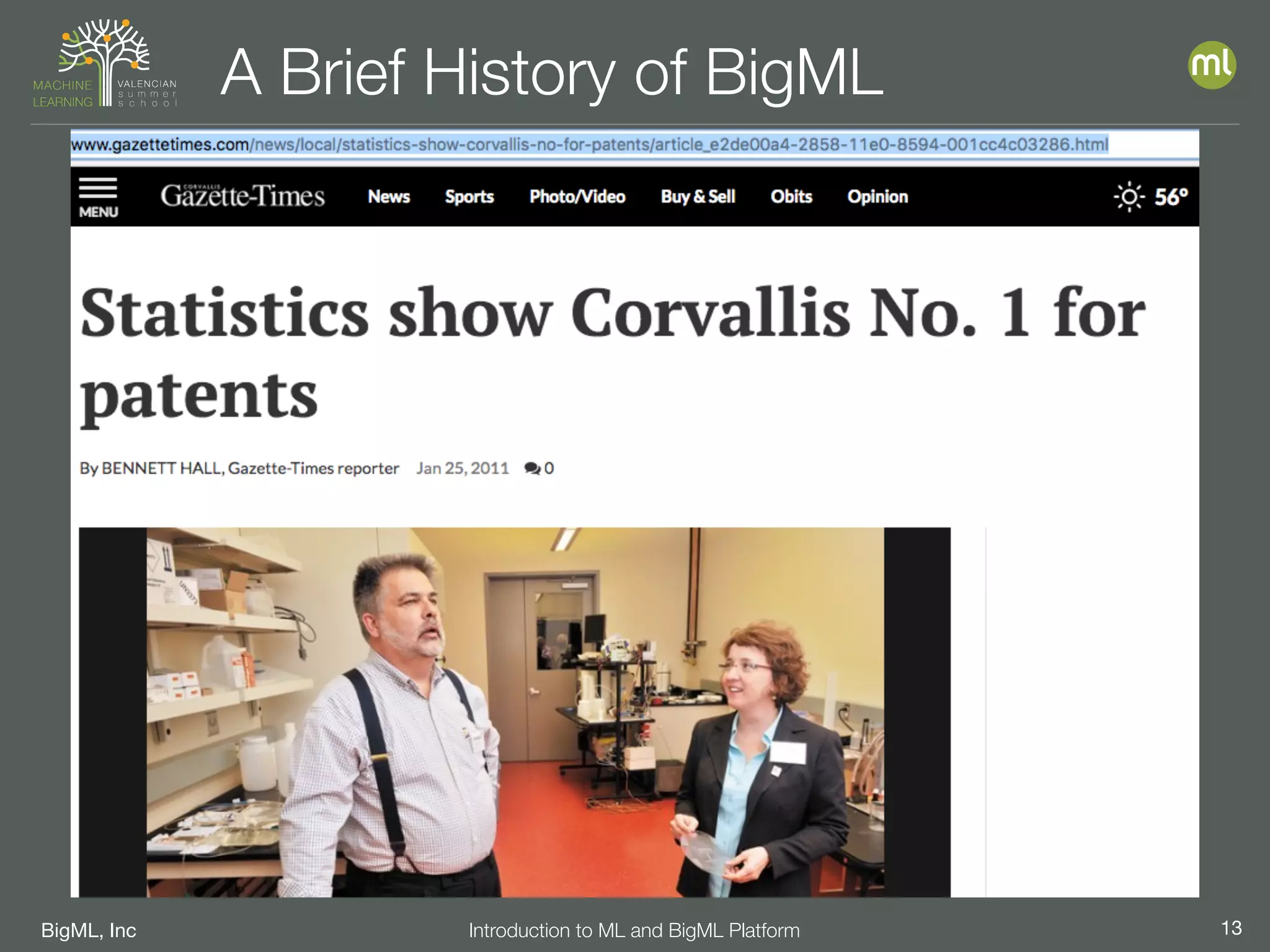 VSSML18. Introduction to Machine Learning and the BigML Platform | PDF