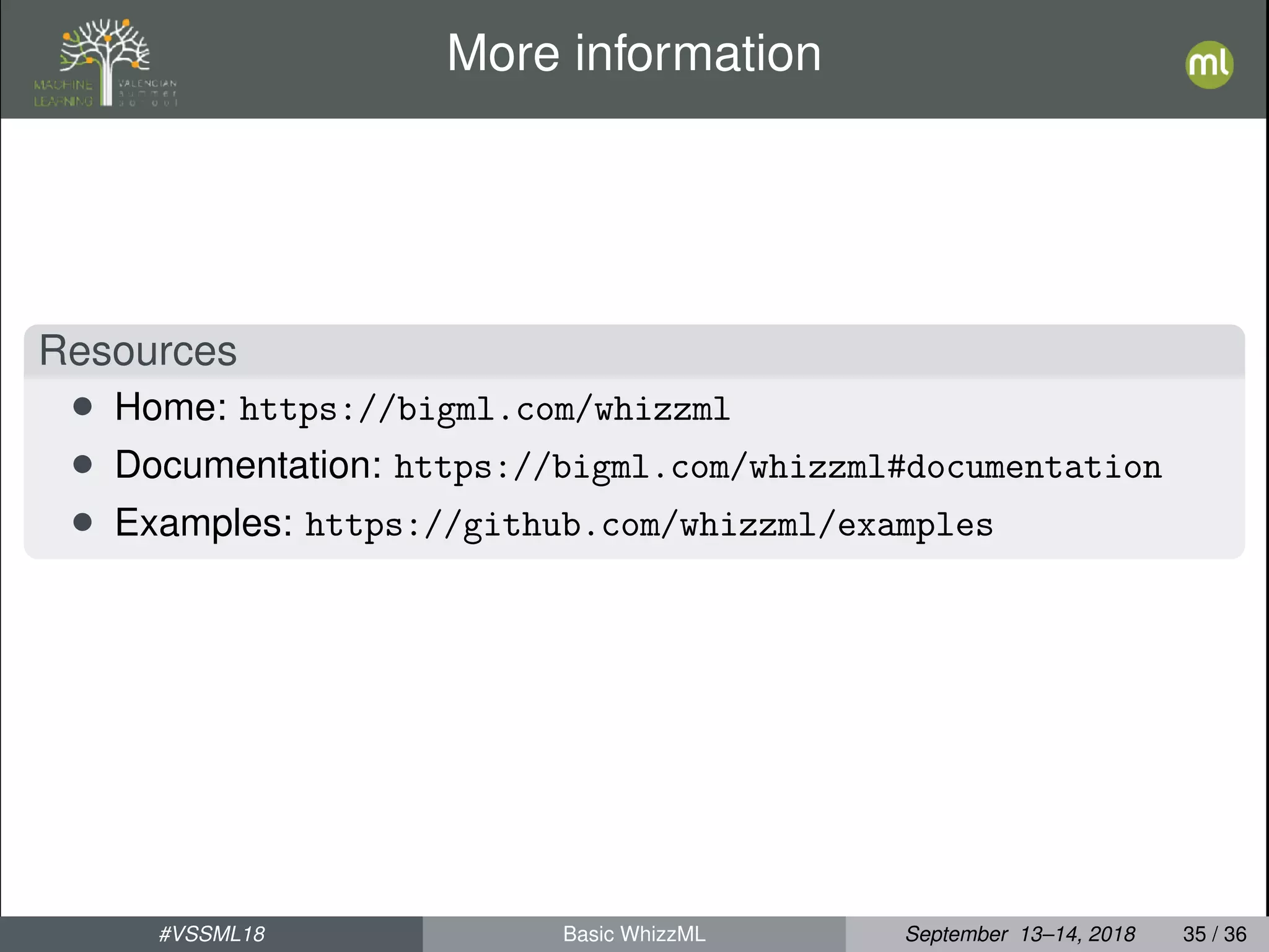VSSML18. Introduction to WhizzML | PPT