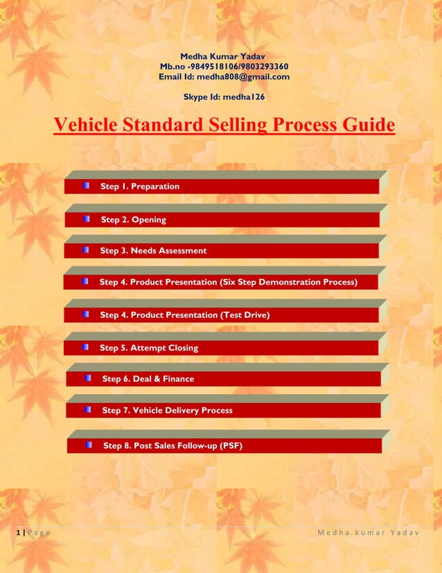 Vehicle Standard Selling Process Guide | PDF | Sales | Business
