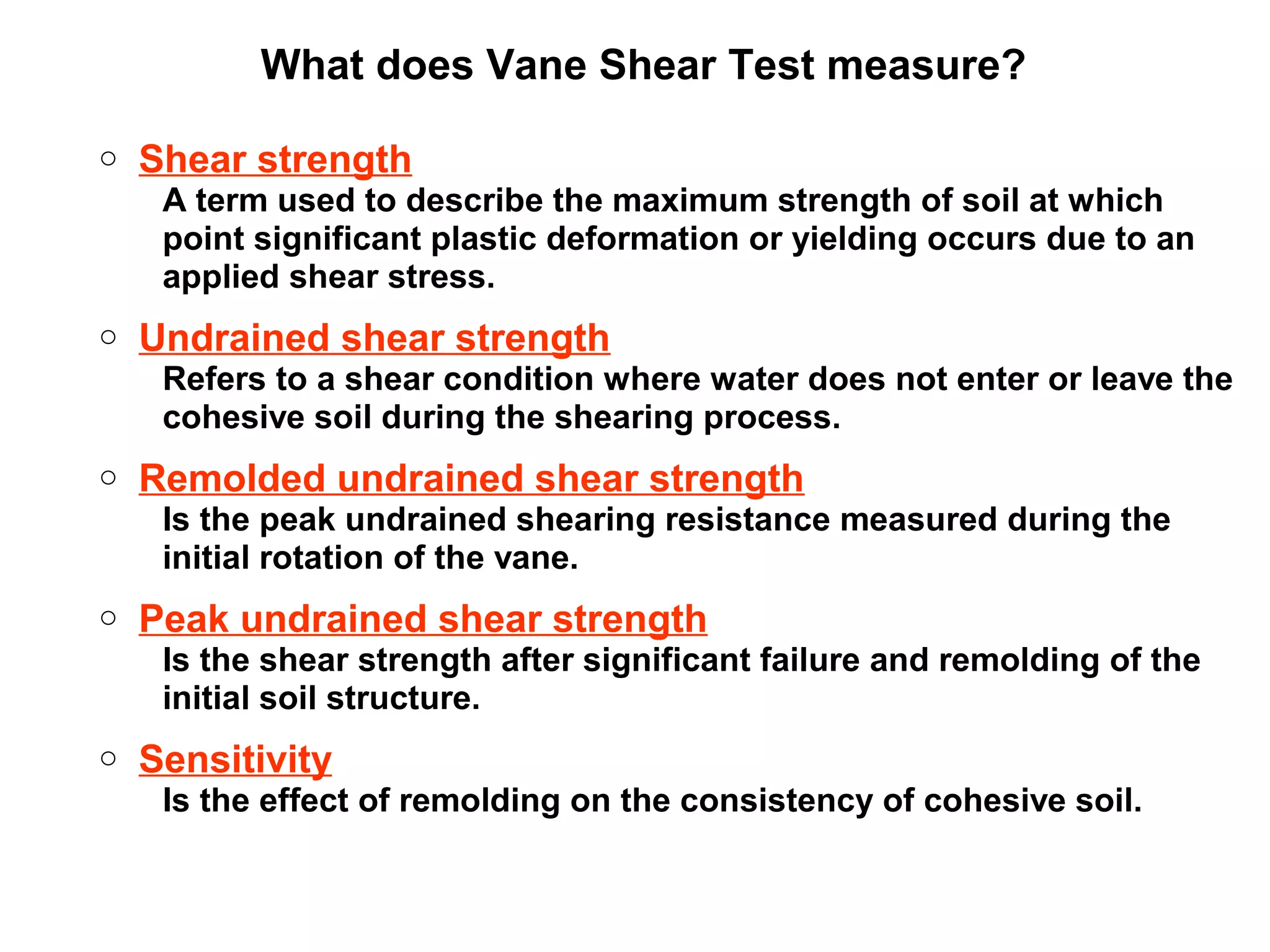 Applications of Vane Shear Test in Geotechnical soil investigations | PPT