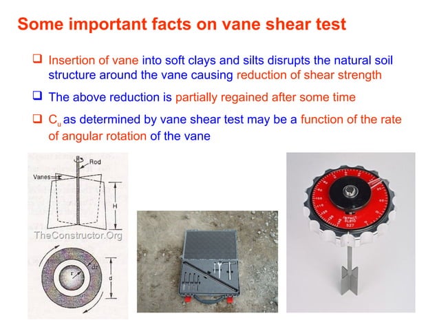 Applications of Vane Shear Test in Geotechnical soil investigations | PPT