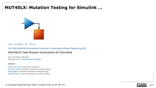 MUT4SLX: Extensions for Mutation Testing of Stateflow Models | PPT