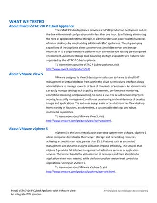 Pivot3 vSTAC VDI P Cubed Appliance with VMware View: An integrated VDI solution | PDF