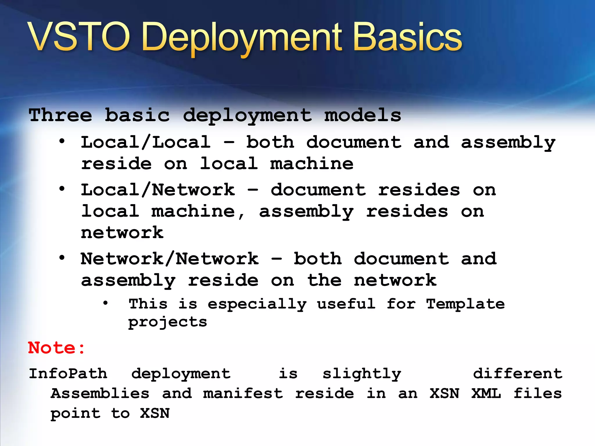 Presentation on Visual Studio Tools for Office (VSTO) at HyderabadTechies | PPT