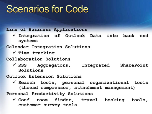 Presentation on Visual Studio Tools for Office (VSTO) at ...