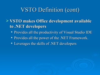 Vsto 3 Excel Add-in SNUG | PPT | Desktop Publishing | Computer Software and Applications