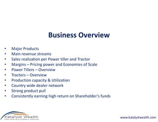 VST Tillers Tractors ltd (NSE Code VSTTILLERS) - Katalyst Wealth Alpha Recommendation | PPT