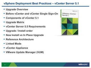 VMworld 2013: vSphere Upgrade Series Part 1: vCenter Server | PPT
