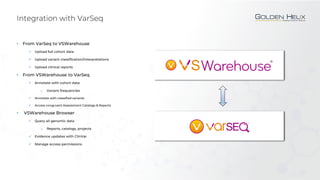 VSWarehouse; a scalable, rapid genomic repository solution | PPT