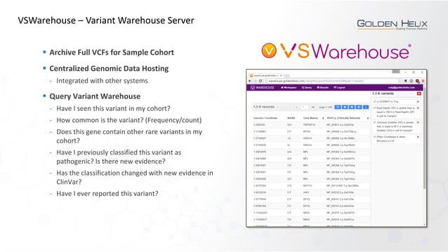 VSWarehouse Upgrade: Somatic Variant Analysis via VSClinical AMP Guidelines | PPT