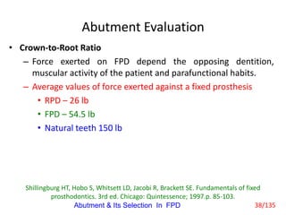 Abutment & Its Selection In Fixed Partial Denture | PPTX