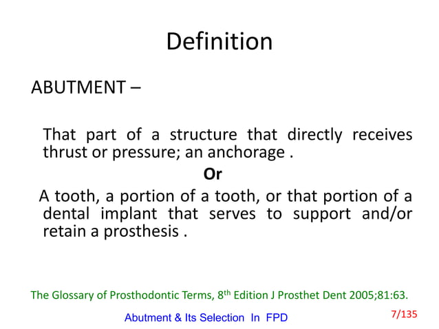 Abutment & Its Selection In Fixed Partial Denture | PPTX