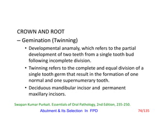 Abutment & Its Selection In Fixed Partial Denture | PPTX