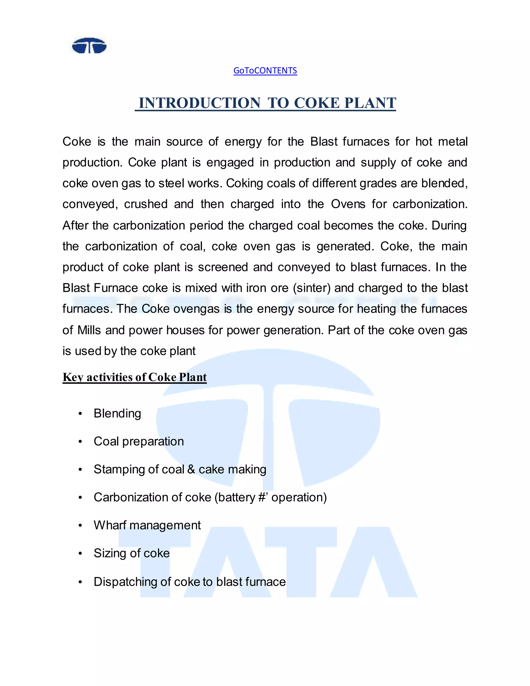 SUMMER TRAINING AT TATA STEEL | DOCX