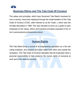 SUMMER TRAINING AT TATA STEEL | DOCX