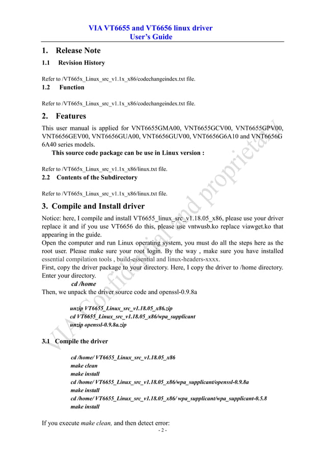 Vt6655 linux user_guide | PDF