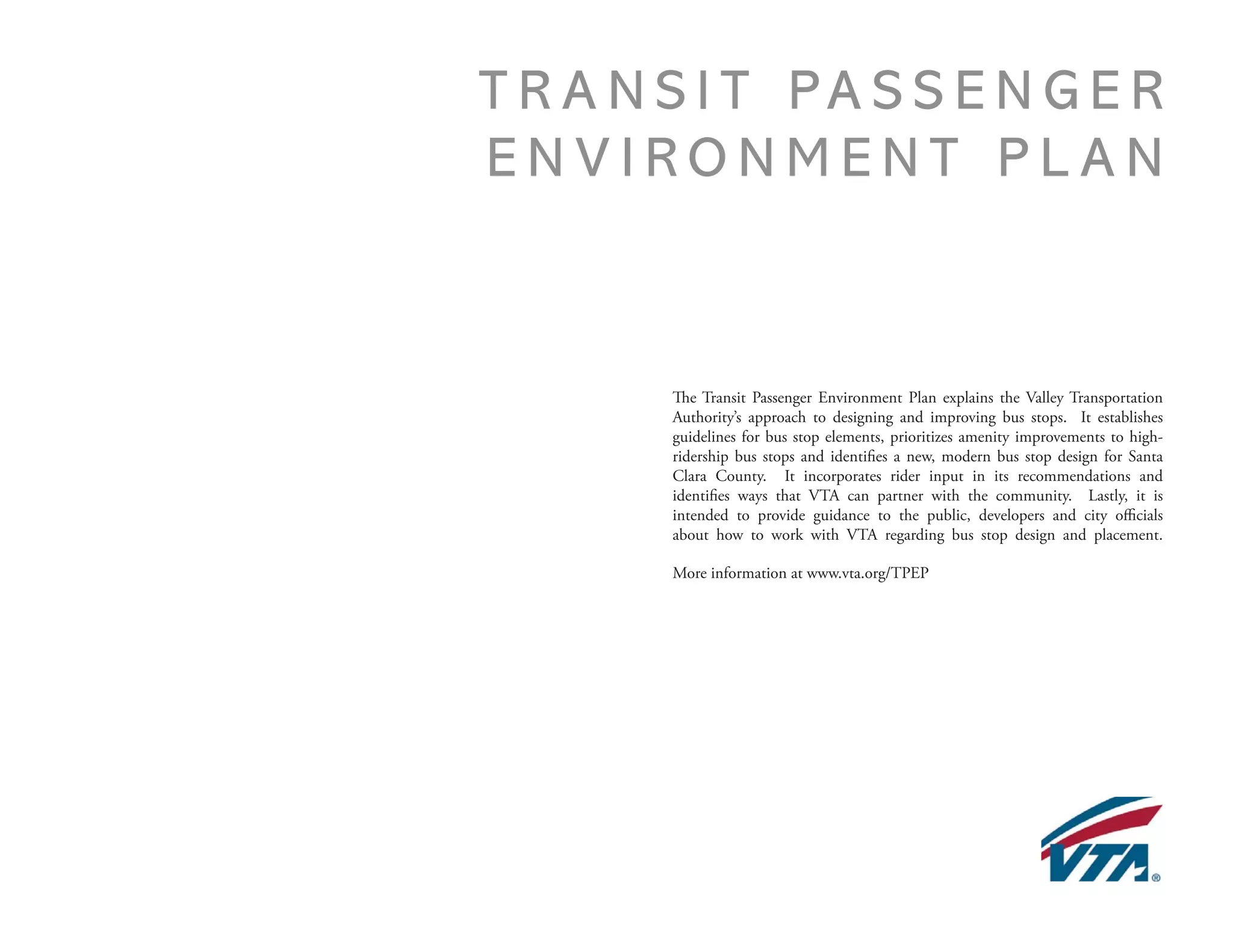 VTA Transit Passenger Improvement Plan | PDF