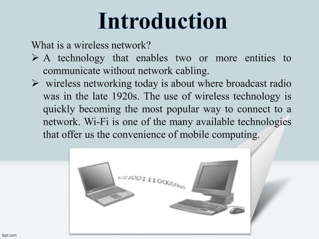 Wireless network | PPTX | Computer Networking | Computing
