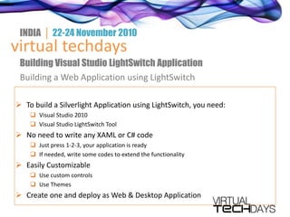 Building Visual Studio LightSwitch Application | PPTX