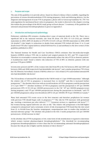 Venous thromboembolism during pregnancy RCOG | PDF