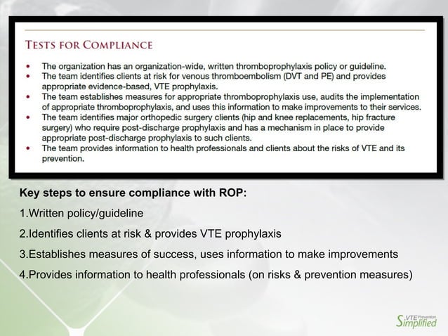 VTE prophylaxis simplified focus on prevention.ppt