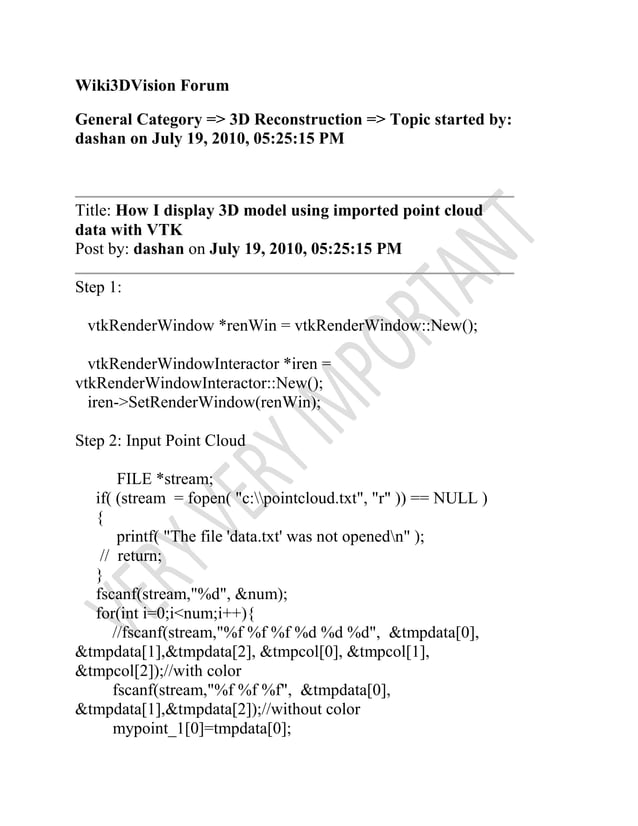 Vtk point cloud important | PDF