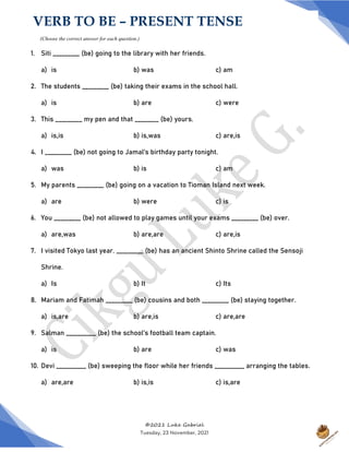 VERB TO BE - PRESENT SIMPLE | PDF