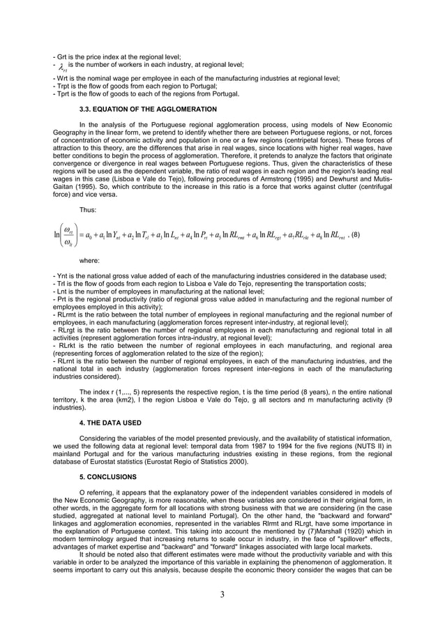 A LINEAR MODEL OF THE NEW ECONOMIC GEOGRAPHY FOR | PDF