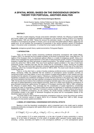 A SPATIAL MODEL BASED ON THE ENDOGENOUS GROWTH | PDF