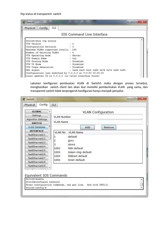 Vtp(server master transparent) | PDF