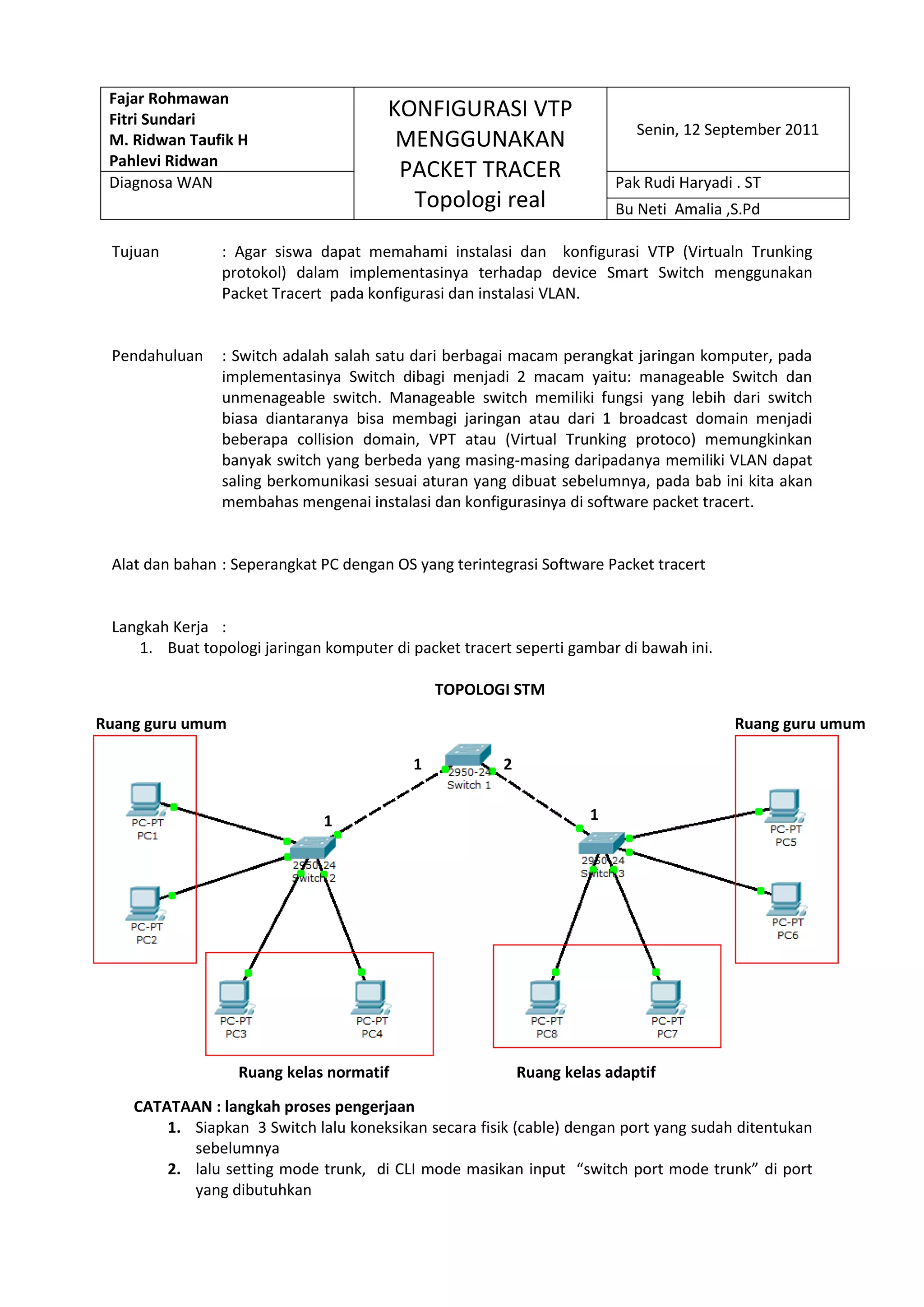 Vtp(server master)topologi real | DOCX