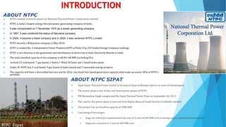 Ntpc project on electricity generation thermal | PPT