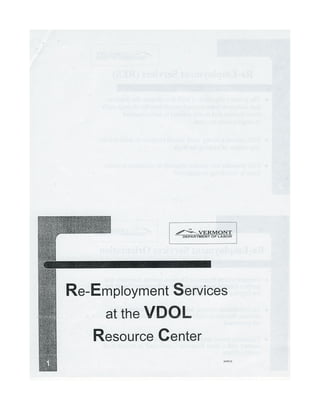 Vermont Dept of Labor Rapid Re-Employment Presentation (Really ? )